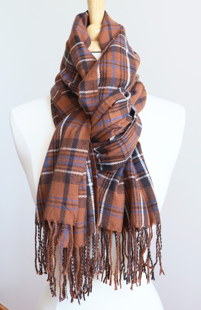 Women's Fashion Plaid Scarf With Tassels Winter Plaid - Etsy