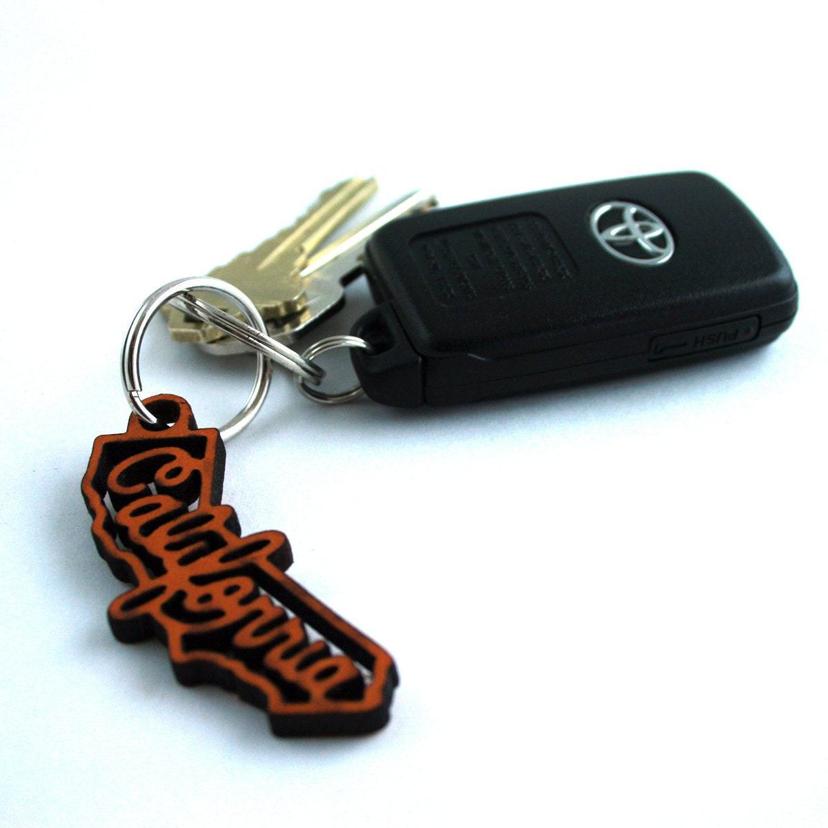 Laser Cut Leather Necklace and Keychain - California - Etsy