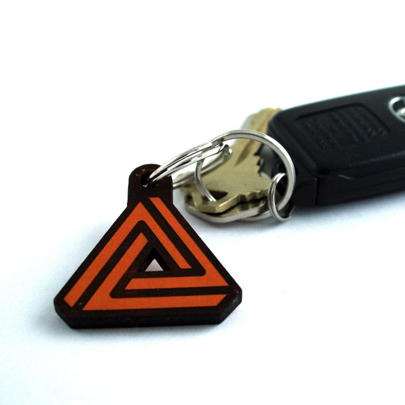 Laser Cut Leather Necklace and Keychain - Triangle - Etsy