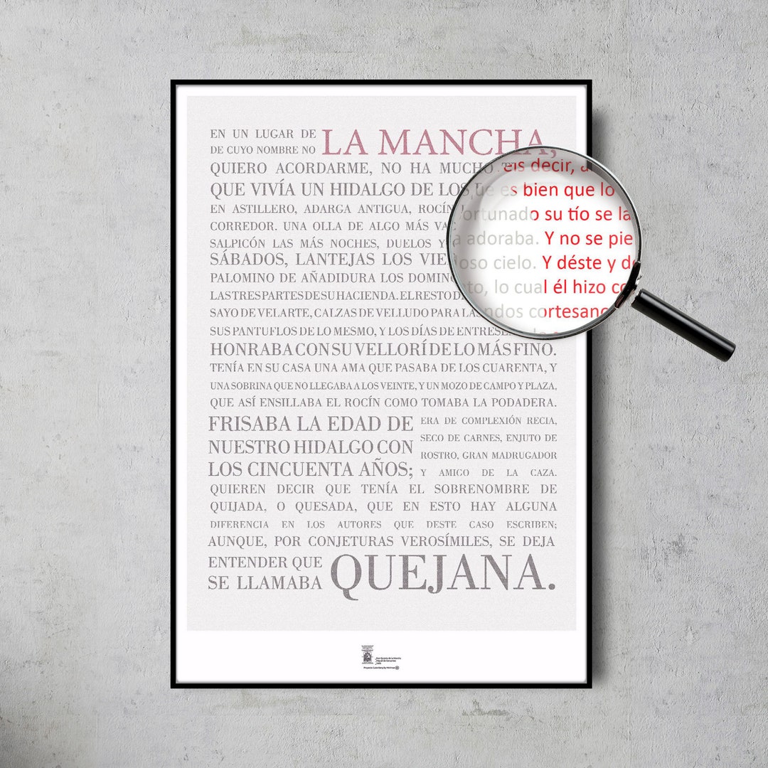 Don Quixote De La Mancha. Complete Book in a Single Poster. 61 Cm X 91 ...