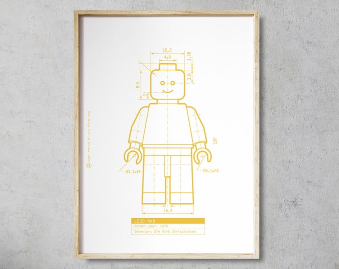 Lego Man. Adapted Patent Drawing. Print Icon Design Industrial. 19,68 ...