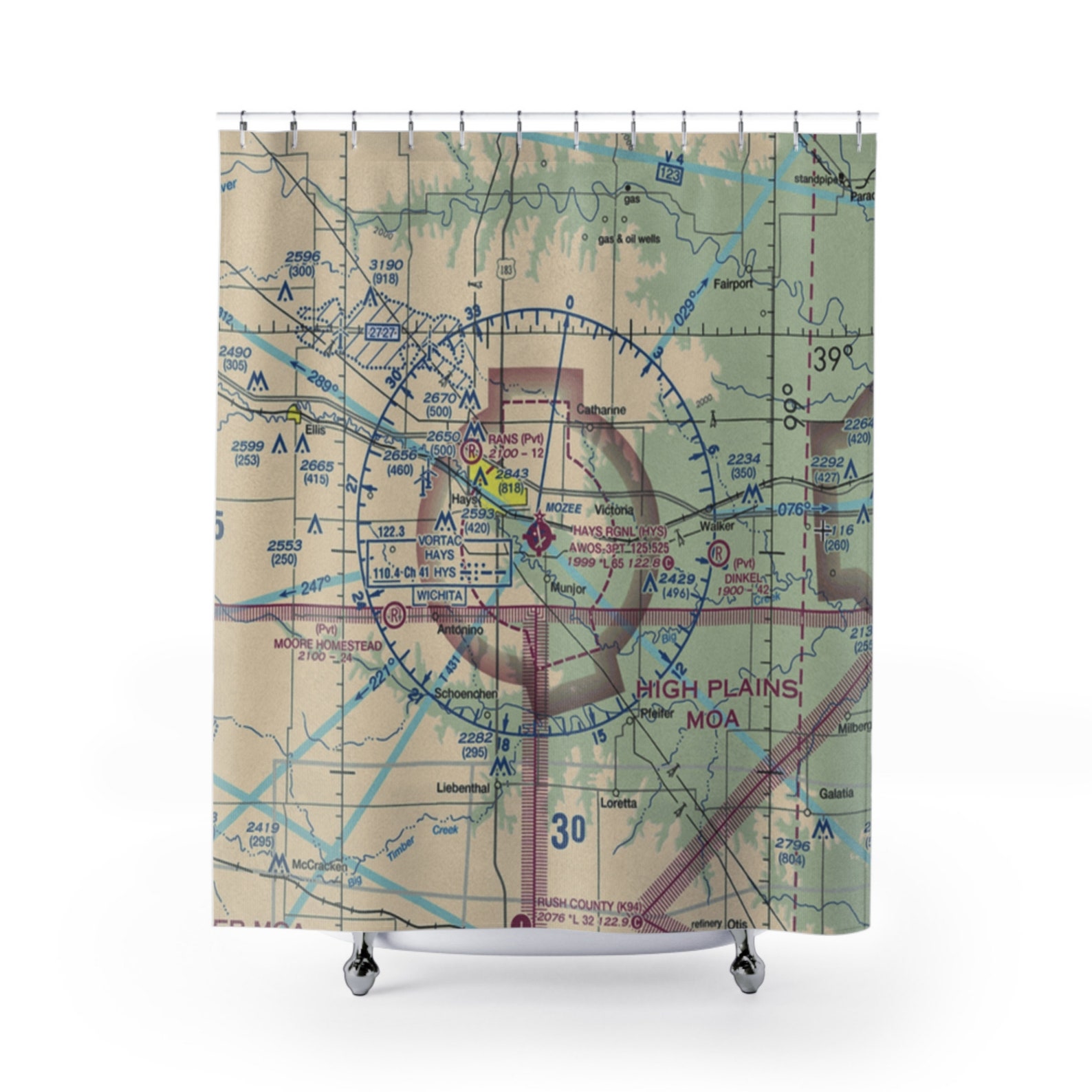 Custom Aviation Sectional Shower Curtain | Gift for Pilot | Airplane ...