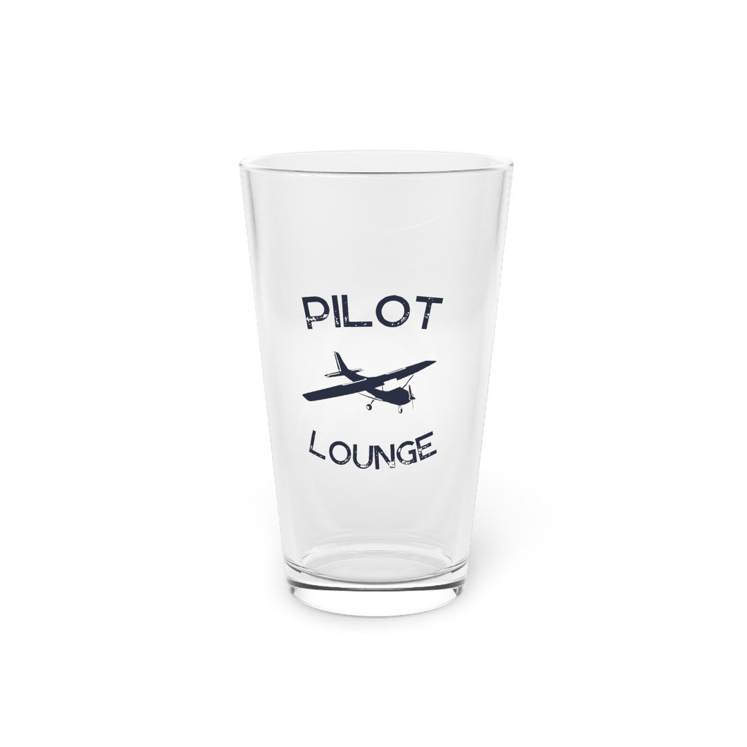Pilot Lounge Pint Glass, 16oz | Aviation Barware | Gift for Pilot ...
