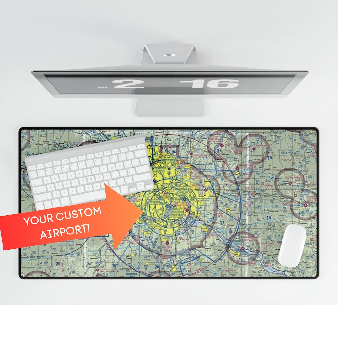 Custom Aviation Sectional Simulator Desk Mat | Personalized Gift for ...