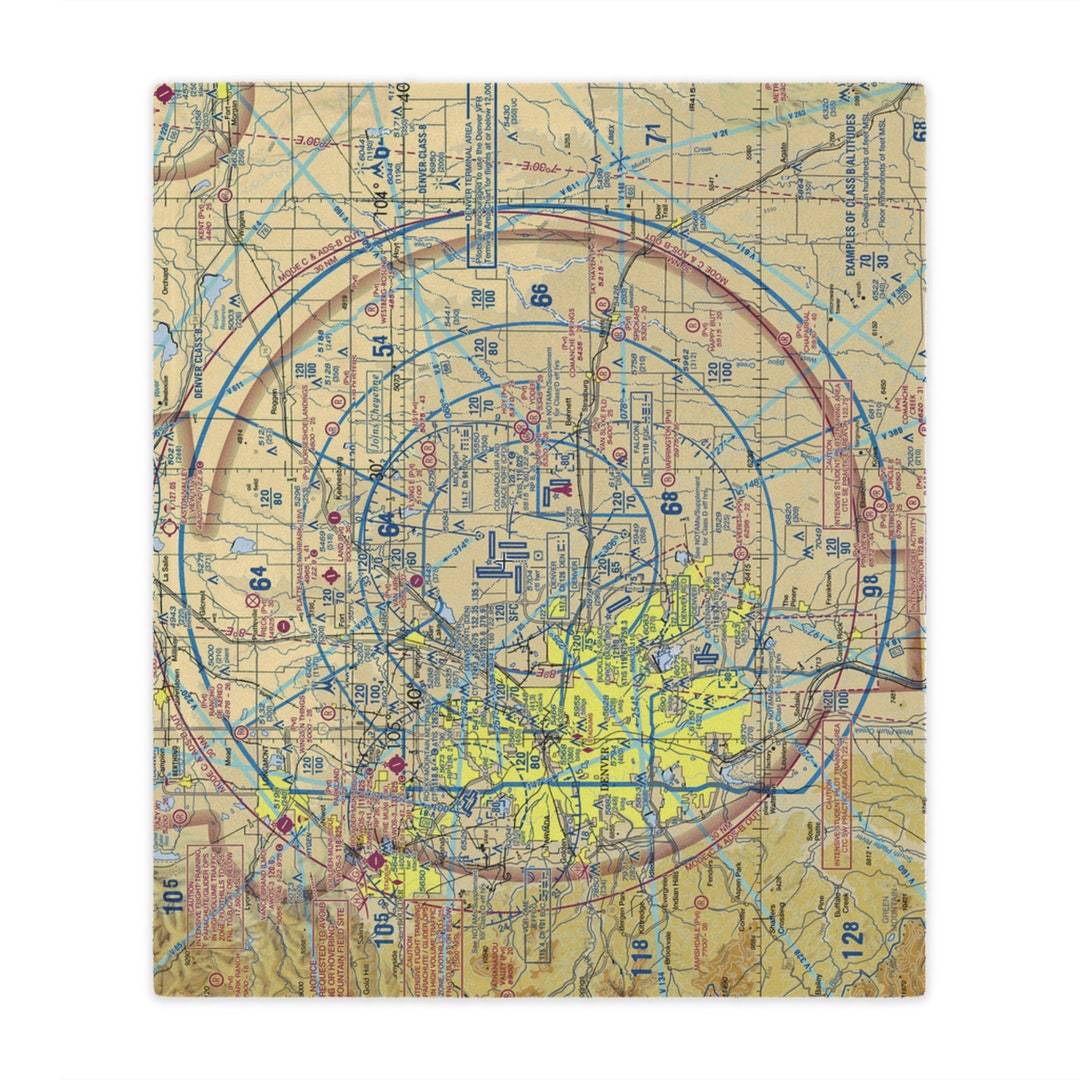 Denver, CO KDEN Sectional Blanket Gift for Pilot Aeronautical Chart ...