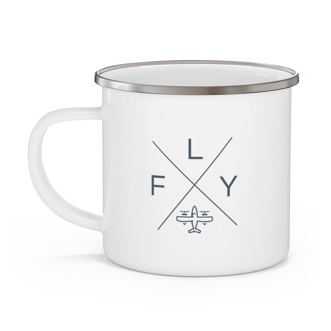 Fly Enamel Camping Mug | Gift for Pilot | Aviation Coffee Mug ...