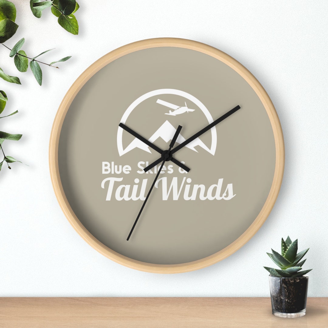 Blue Skies and Tail Winds Wall Clock | Hangar Decor | Airplane Clock ...