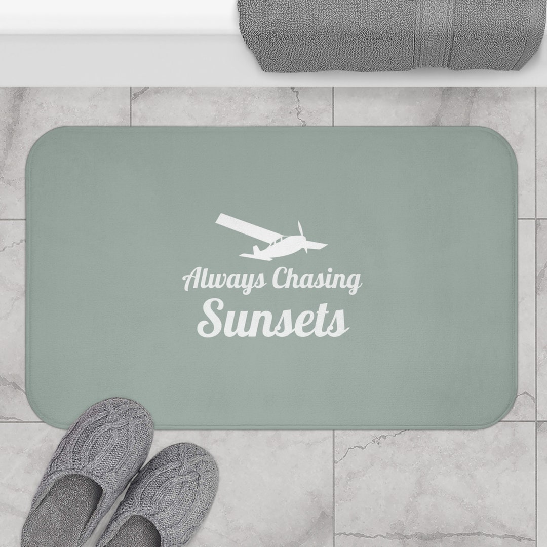 Always Chasing Sunsets Memory Foam Bath Mat | Gift for Female Pilot ...