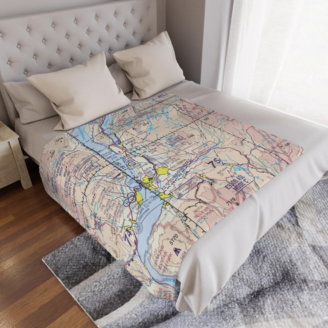 Kelowna (CYLW) Canada VNC Sectional Blanket | Gift for Pilot ...