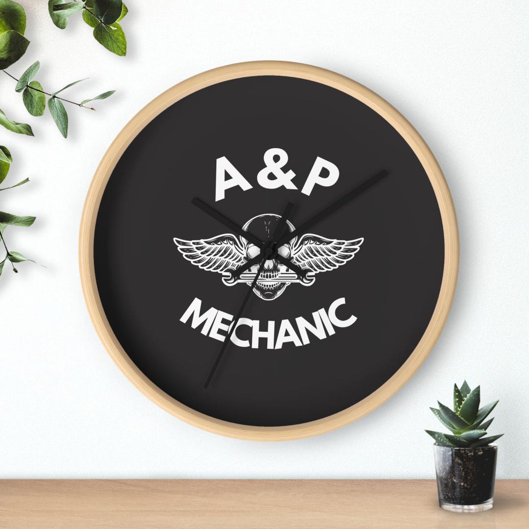 A&P Mechanic Skull Wall Clock | Airplane Mechanic Gift | Aviation ...