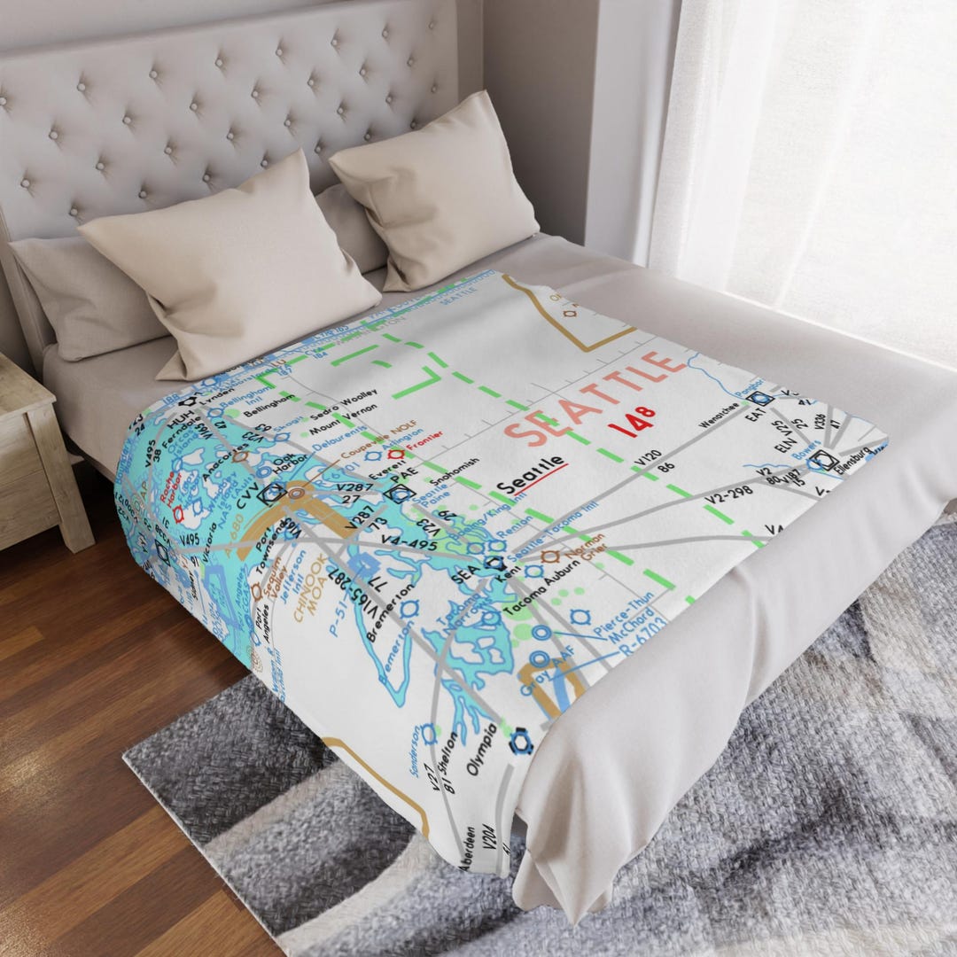 Seattle, WA (KSEA) IFR Sectional Blanket | Gift for Pilot ...