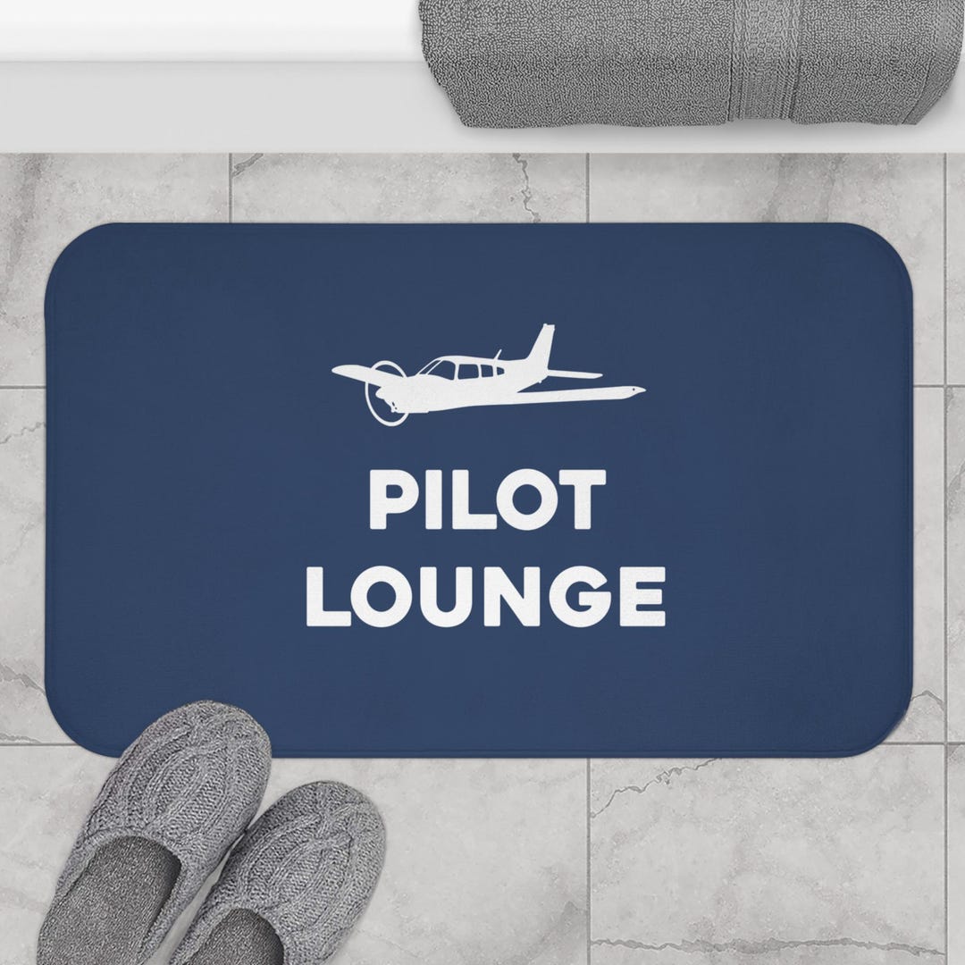 Pilot Lounge Minimalist Bath Mat | Pilot Gift | Airplane Hangar Decor ...