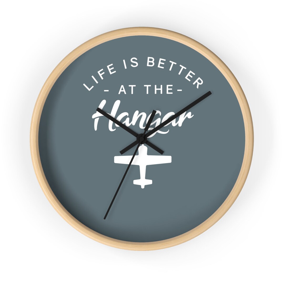 Life is Better at the Hangar Wall Clock | Pilot Decor | Airplane Clock ...