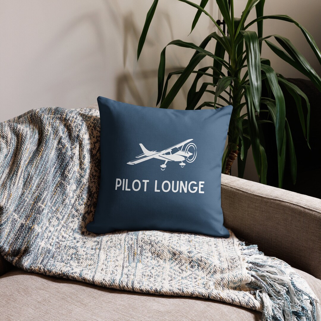Pilot Lounge Decor Premium Pillow | Hangar | Airplane Throw Pillows ...