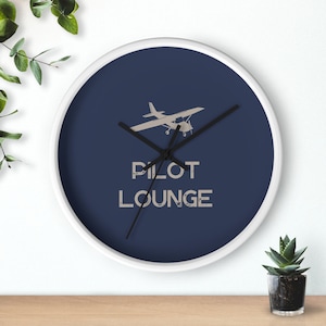 Pilot Lounge Wall Clock | Airplane Hangar Decor | Gift for Pilot ...