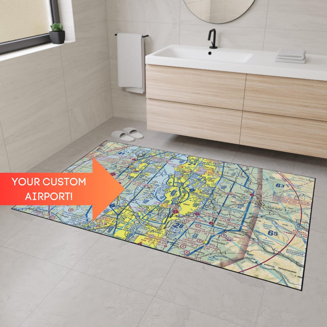 Custom VFR/IFR Sectional Chart Heavy Duty Rug | Airport Aeronautical ...
