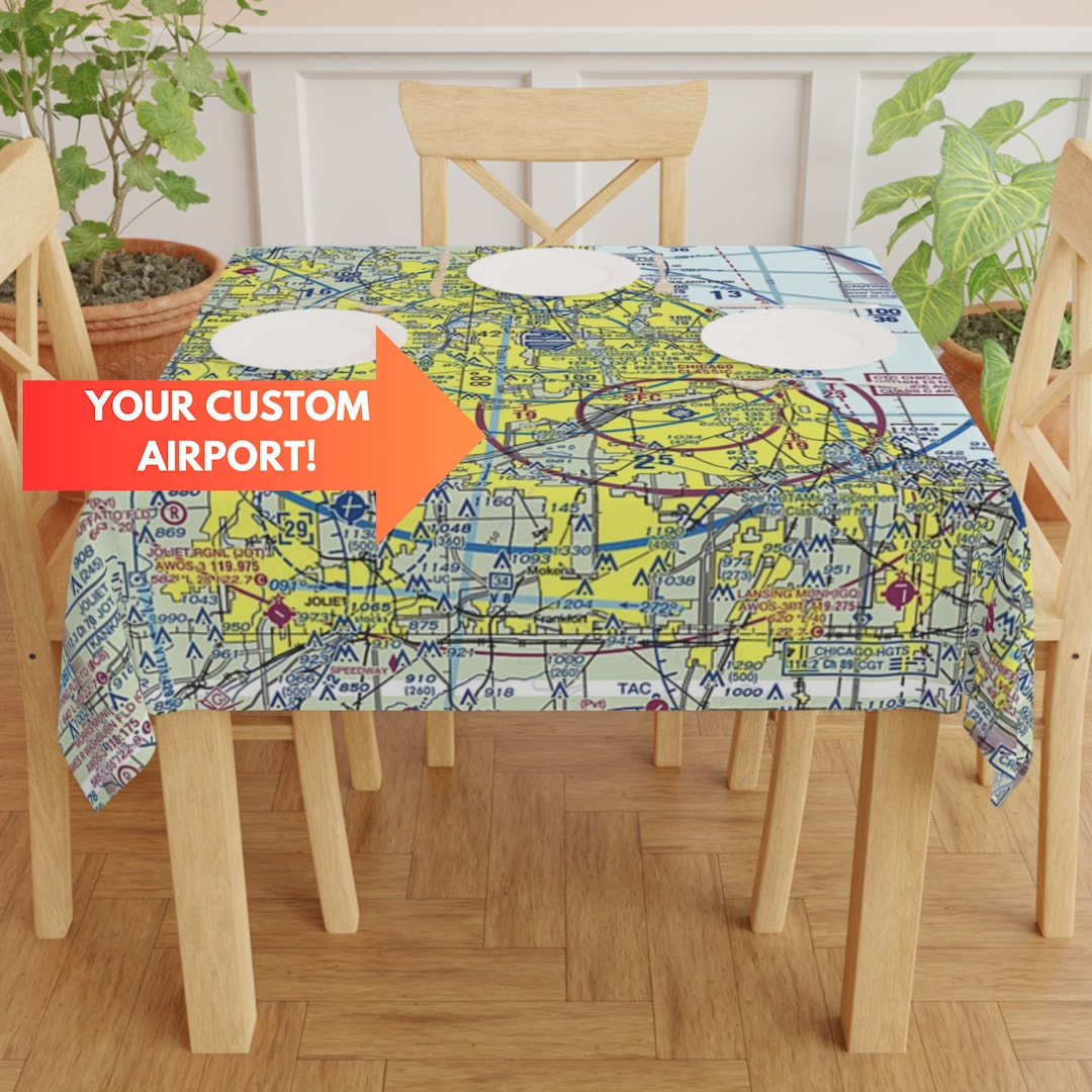 Personalized Airport Table Cloth | VFR Sectional Custom Tablecloth ...