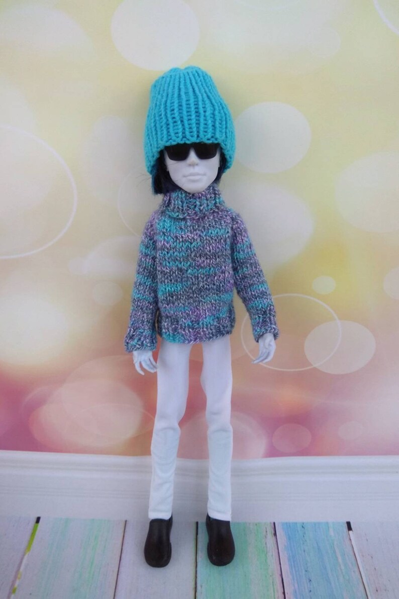 Monster High Boy Clothes. Hand-knitted Melange Blue Sweater | Etsy