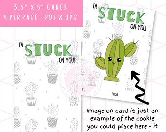 Printable Cactus Valentine's Day Tags. I'm Stuck on - Etsy