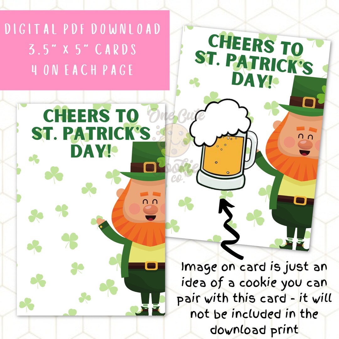 Cheers to St. Patrick's Day! 3.5"x5" St. Patrick's Day Printable Cards ...