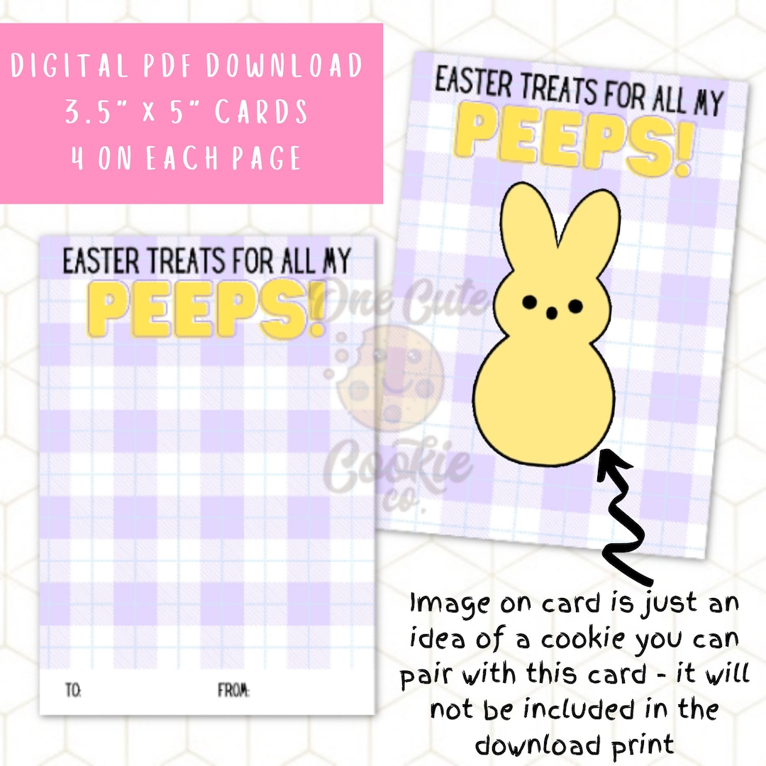 Treat for My Peeps! 3.5"x5" Easter Printable Cards - Instant Digital ...