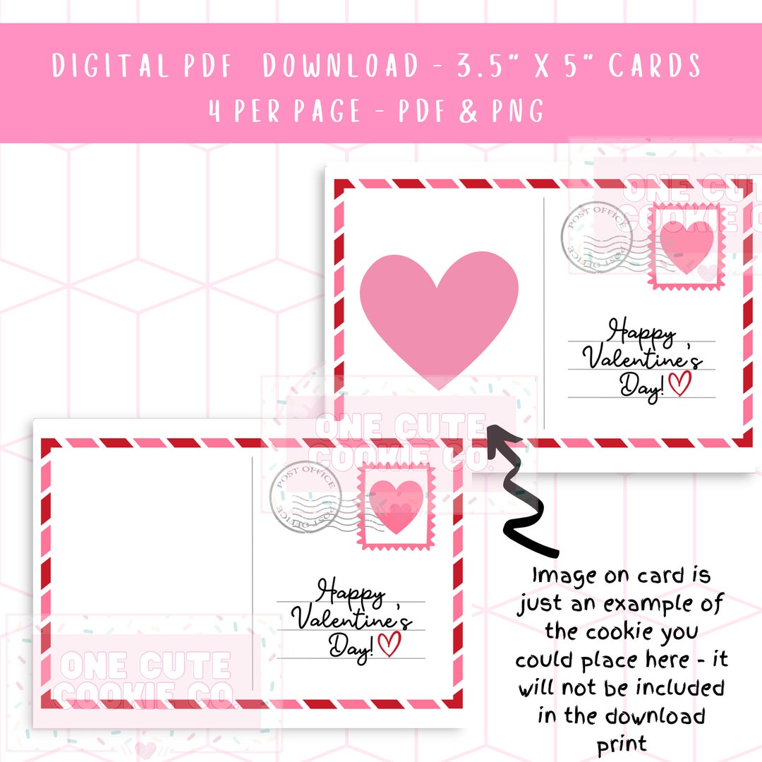Happy Valentine's Day Postcard! 3.5"x5" Valentine's Day Cookie or Treat ...