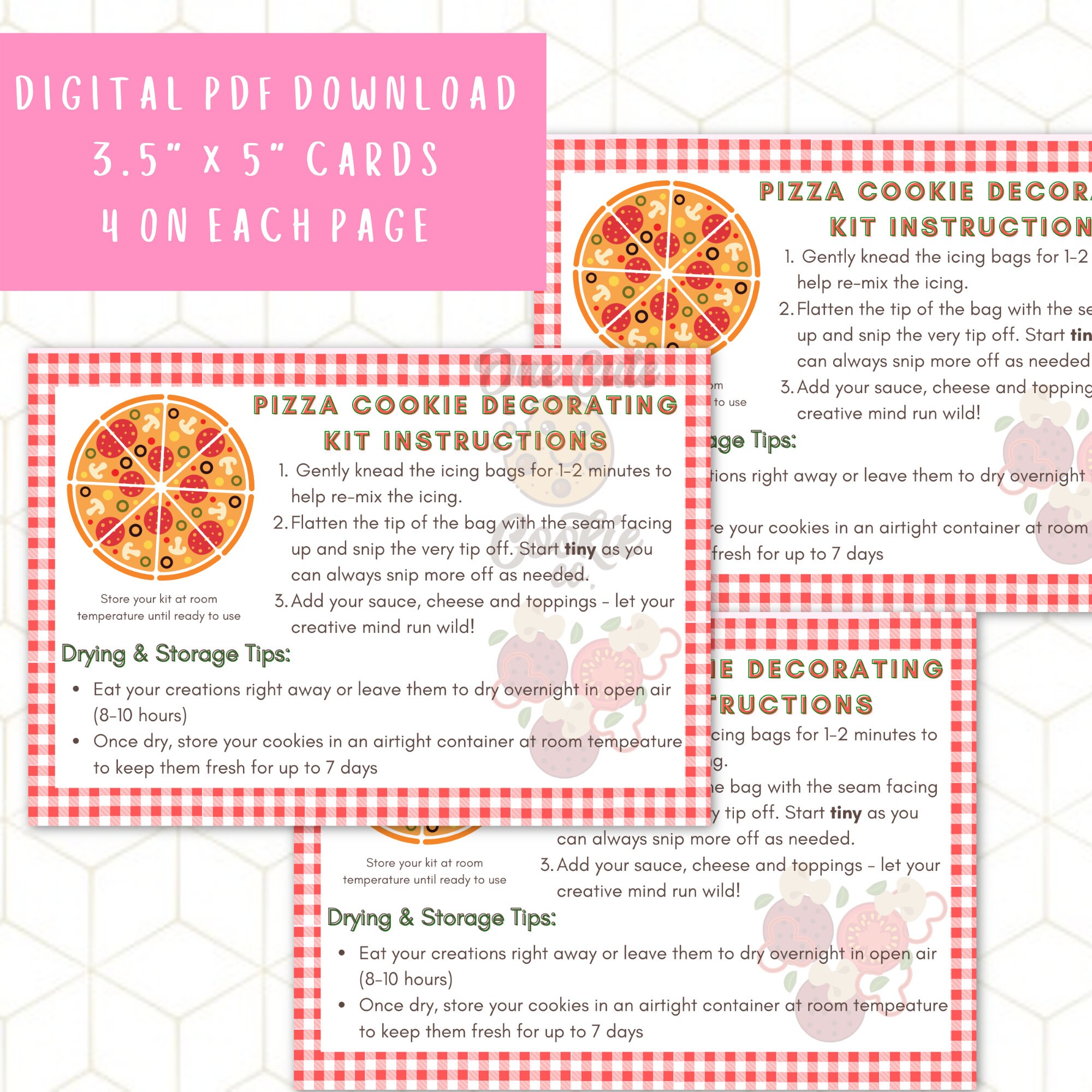 DIY Pizza Cookie Kit Instructions 3.5x5 Printable | Etsy