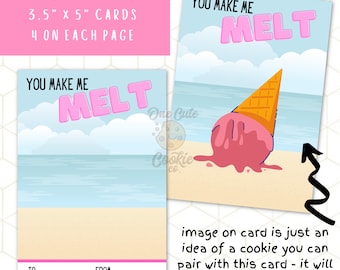 Printable Valentine's Day Cookie Tag You Make Me Melt - Etsy