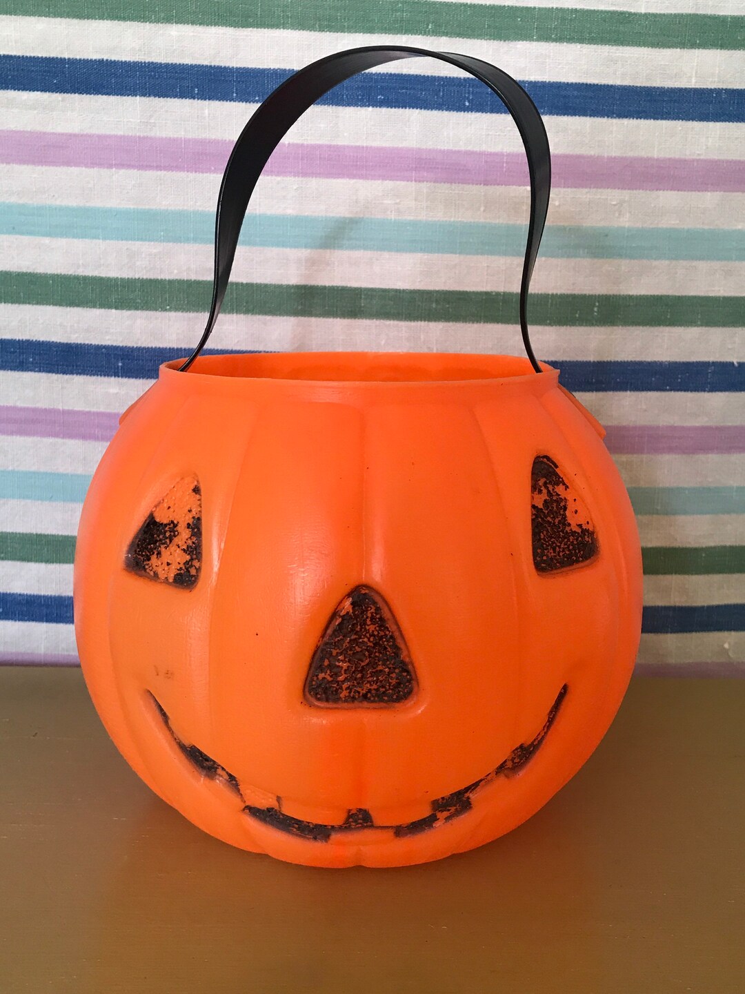 Vintage Halloween Candy Pail, Jack-o-lantern Candy Bucket, Orange ...
