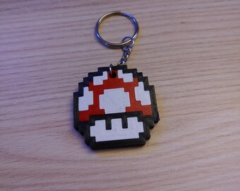 Perler Mario Mushroom Keychain - Etsy