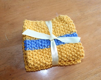 Knit Cotton Multi-use Cloth Set 100% Cotton, Hand Knit Set of 4 Face or ...