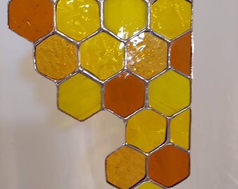 Honeycomb Stained Glass Corner Piece amber/yellow | Etsy