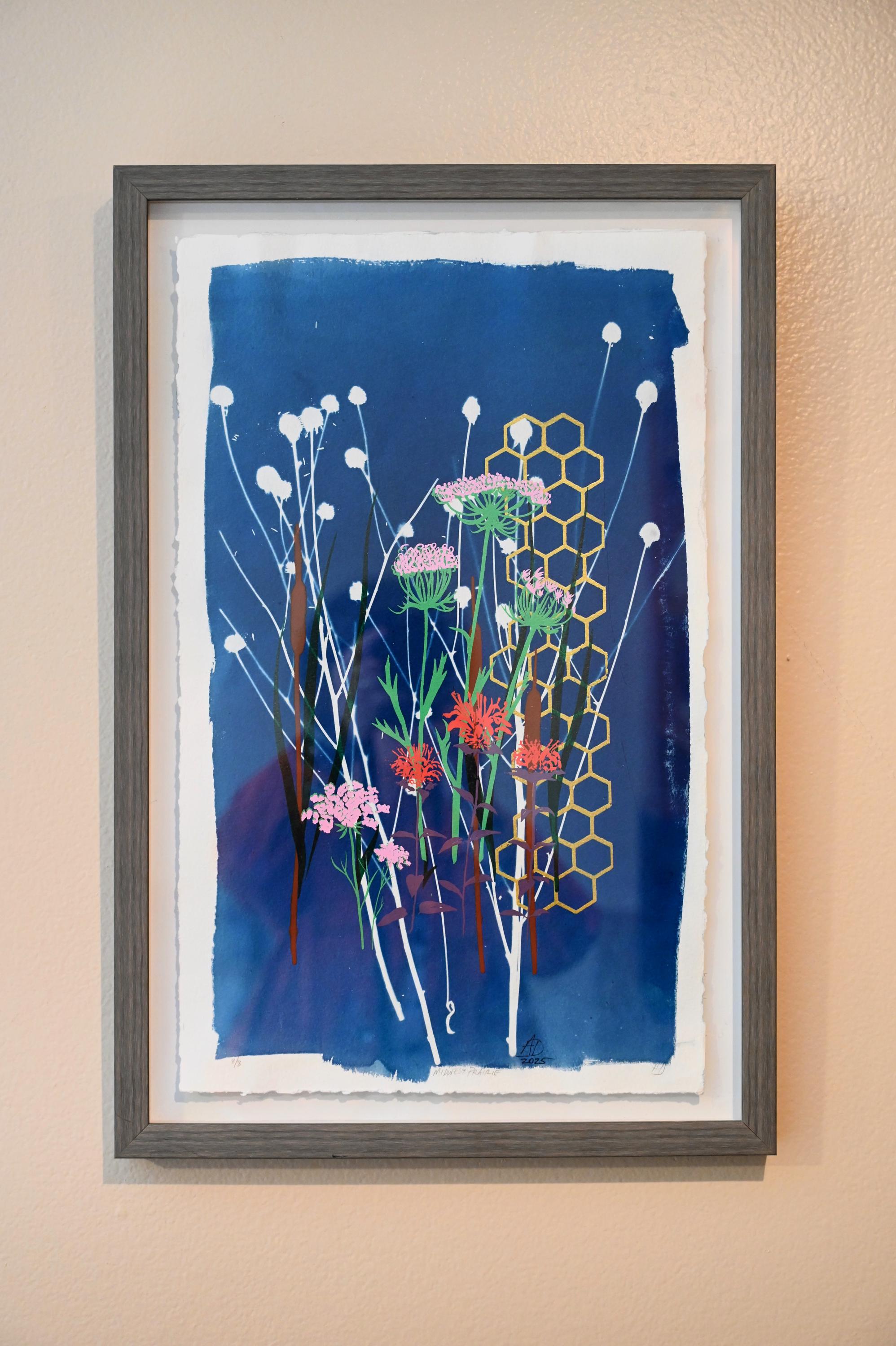 Original Wild Flowers Cyanotype Screen PRINT - Framed 16 X 24 ...