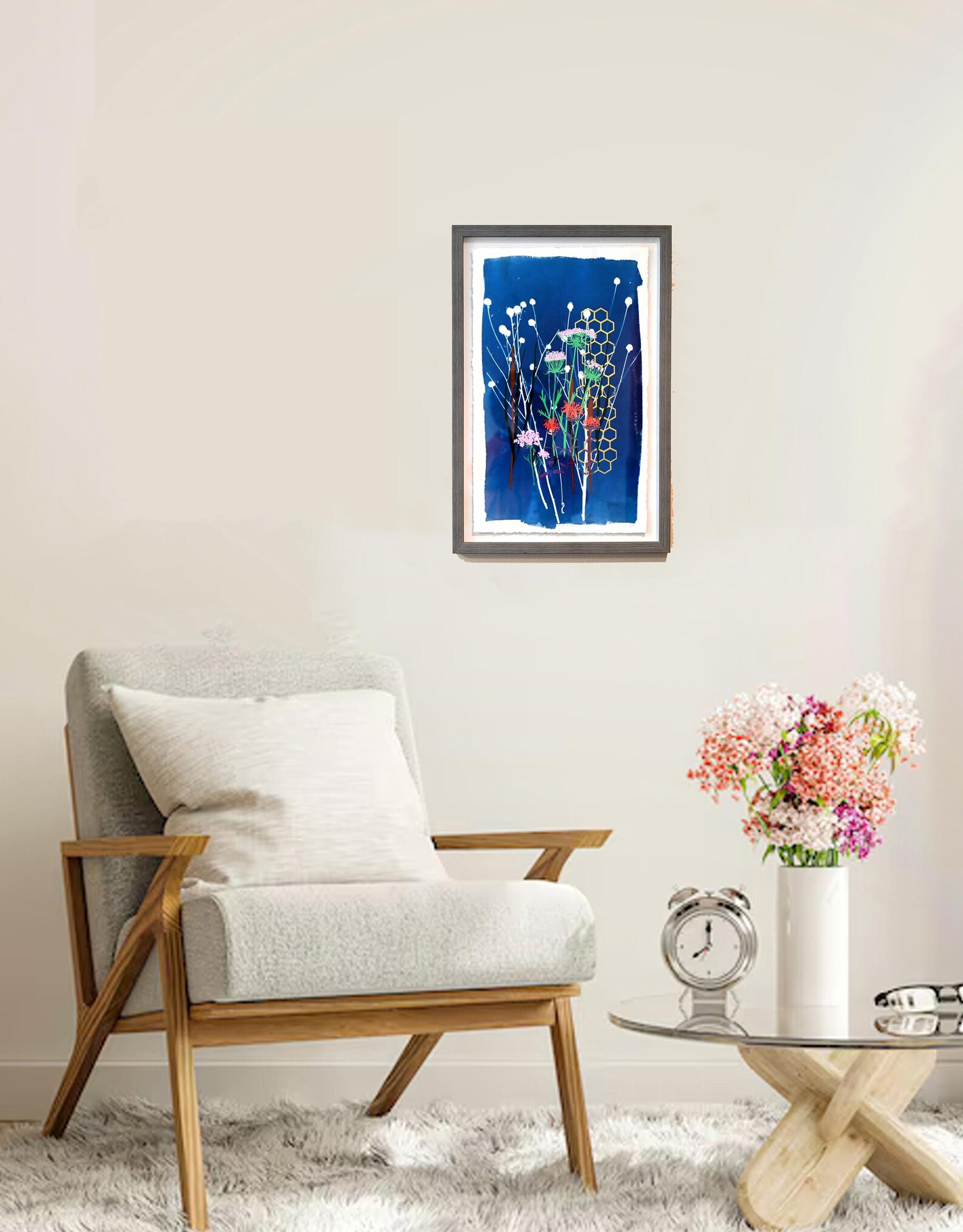 Original Wild Flowers Cyanotype Screen PRINT - Framed 16 X 24 ...