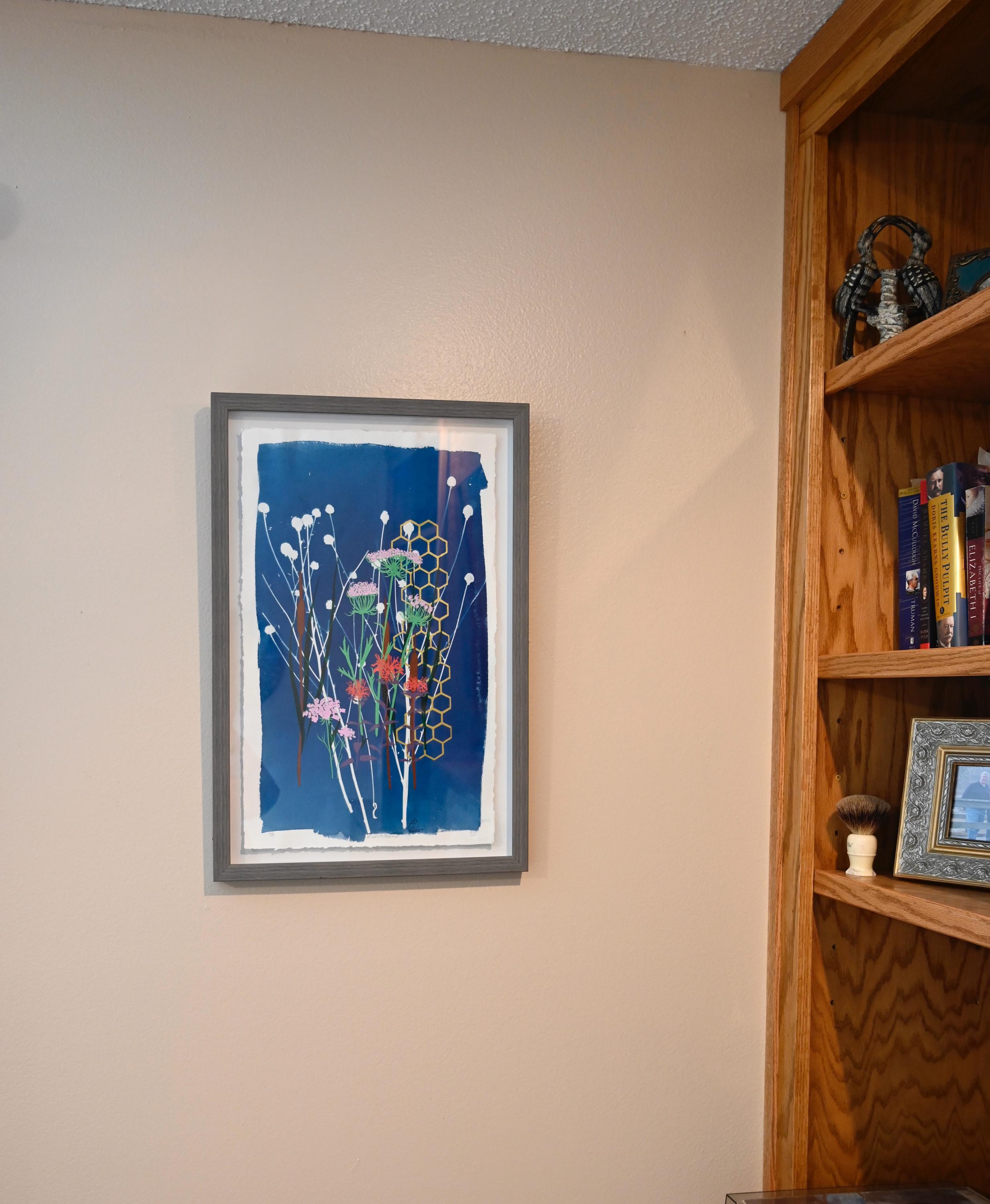 Original Wild Flowers Cyanotype Screen PRINT - Framed 16 X 24 ...