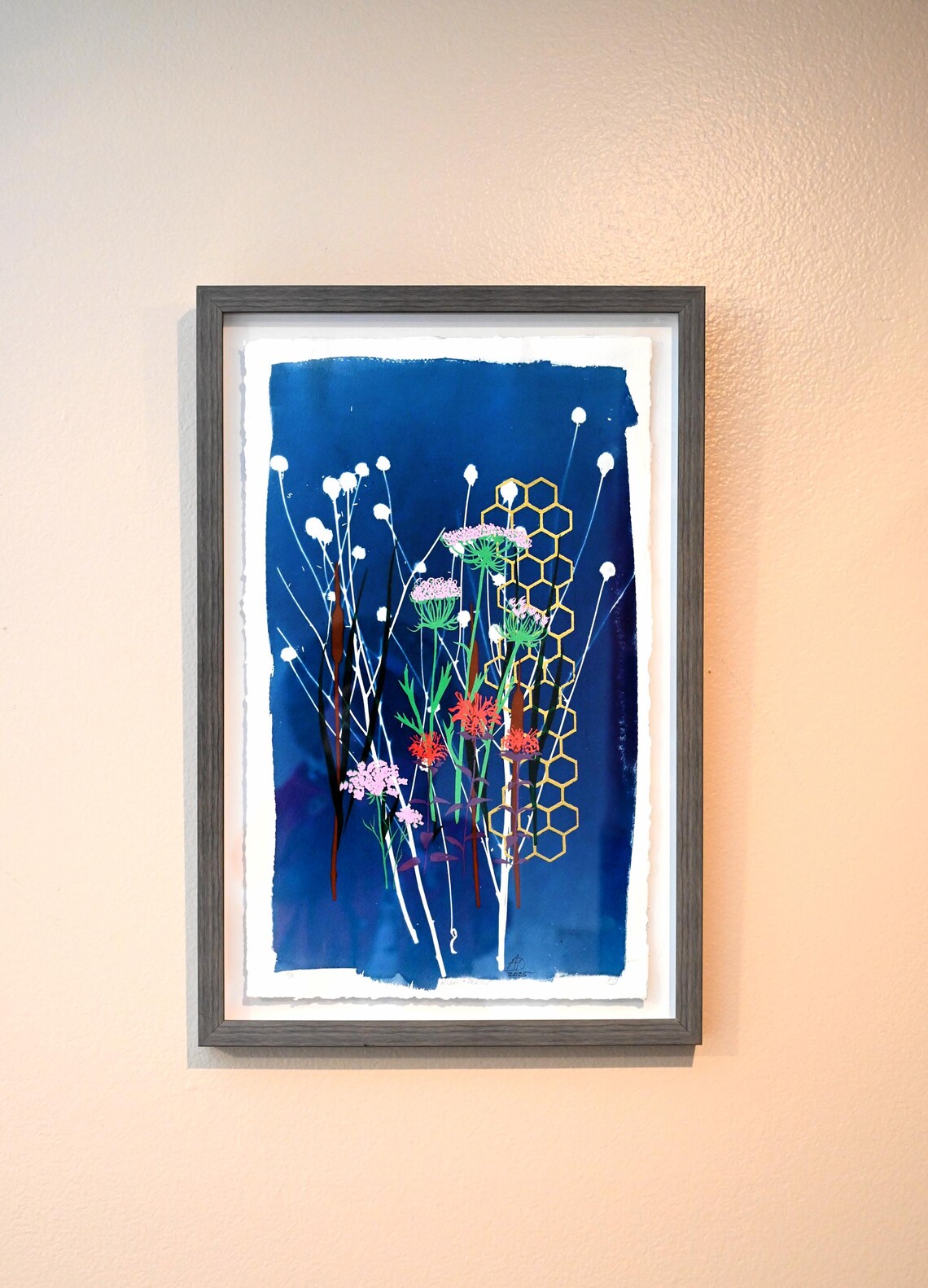 Original Wild Flowers Cyanotype Screen PRINT - Framed 16 X 24 ...