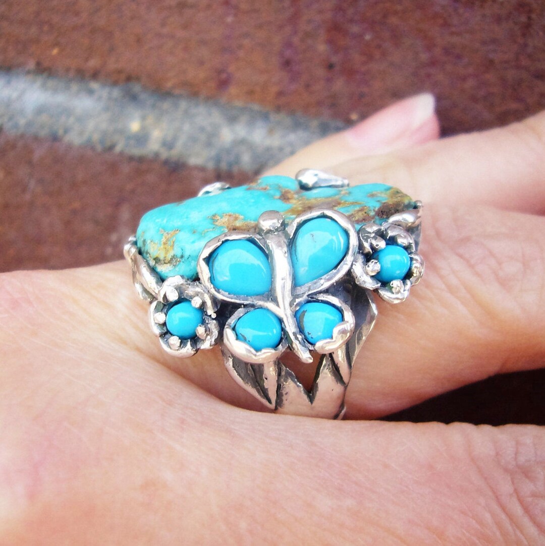 Size 7 US Ready to Ship Firuze 925 Silver Turquoise Gemstone Ring ...