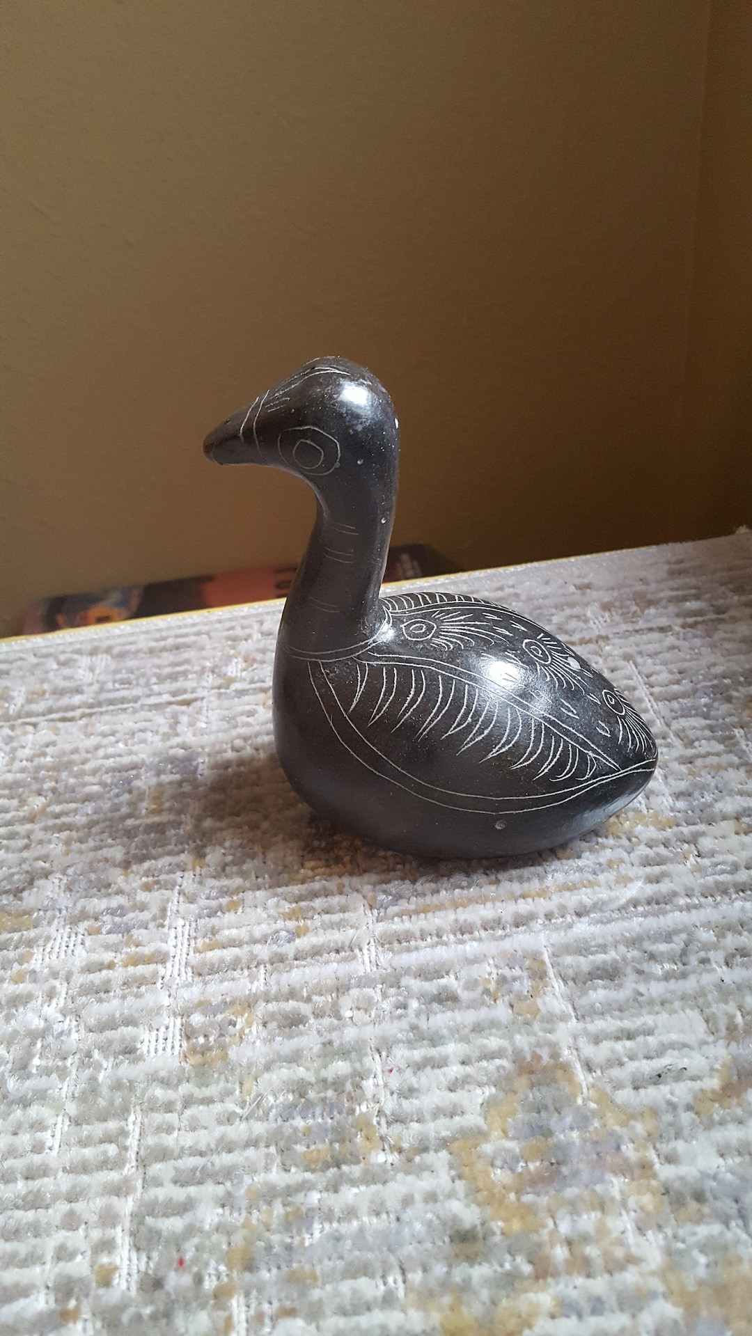 MEXICAN POTTERY VINTAGE Duck Goose Black Glaze Oaxaca Tonala Figurine ...