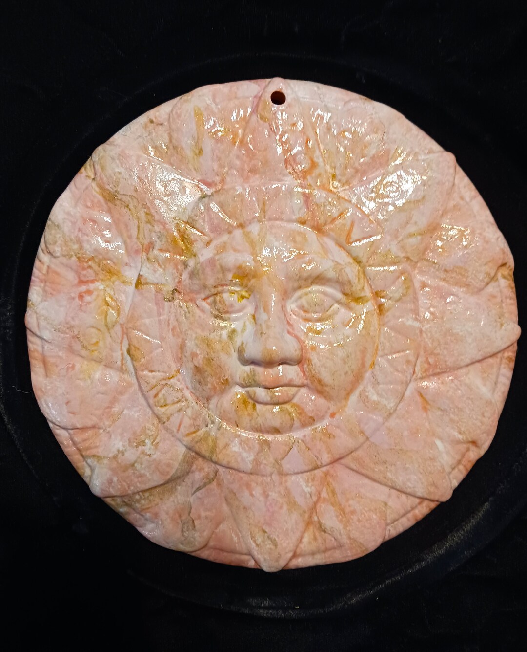 Sun CERAMIC PINK MARBLE Rose Quartz One of a Kind Hand Painted Multi ...
