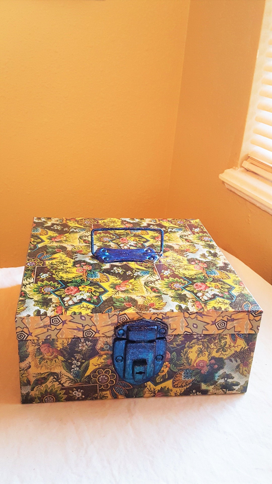 METAL BOX VINTAGE Hand Collaged and Transparent Painted Vienna & Art ...