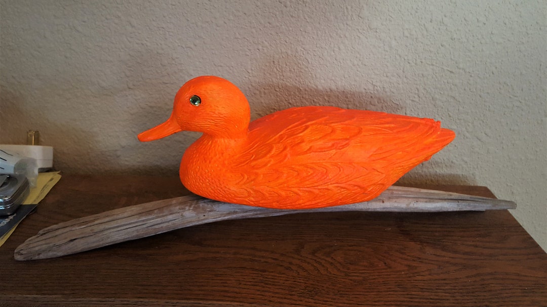 RADIOACTIVE Orange DUCK ART Original Duck Decoy, Handpainted Neon ...