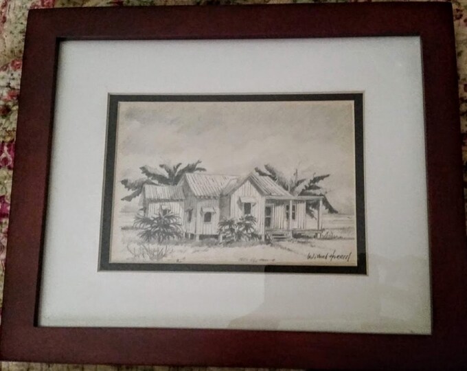 ART PRINT Southern Rural Beach House With Palms Willard HARRELL Framed ...
