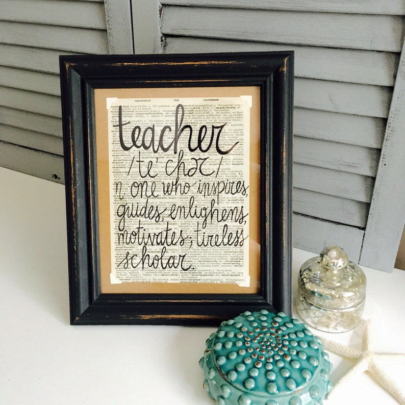 Teacher Gift Framed Teacher Definition Quote Classroom | Etsy