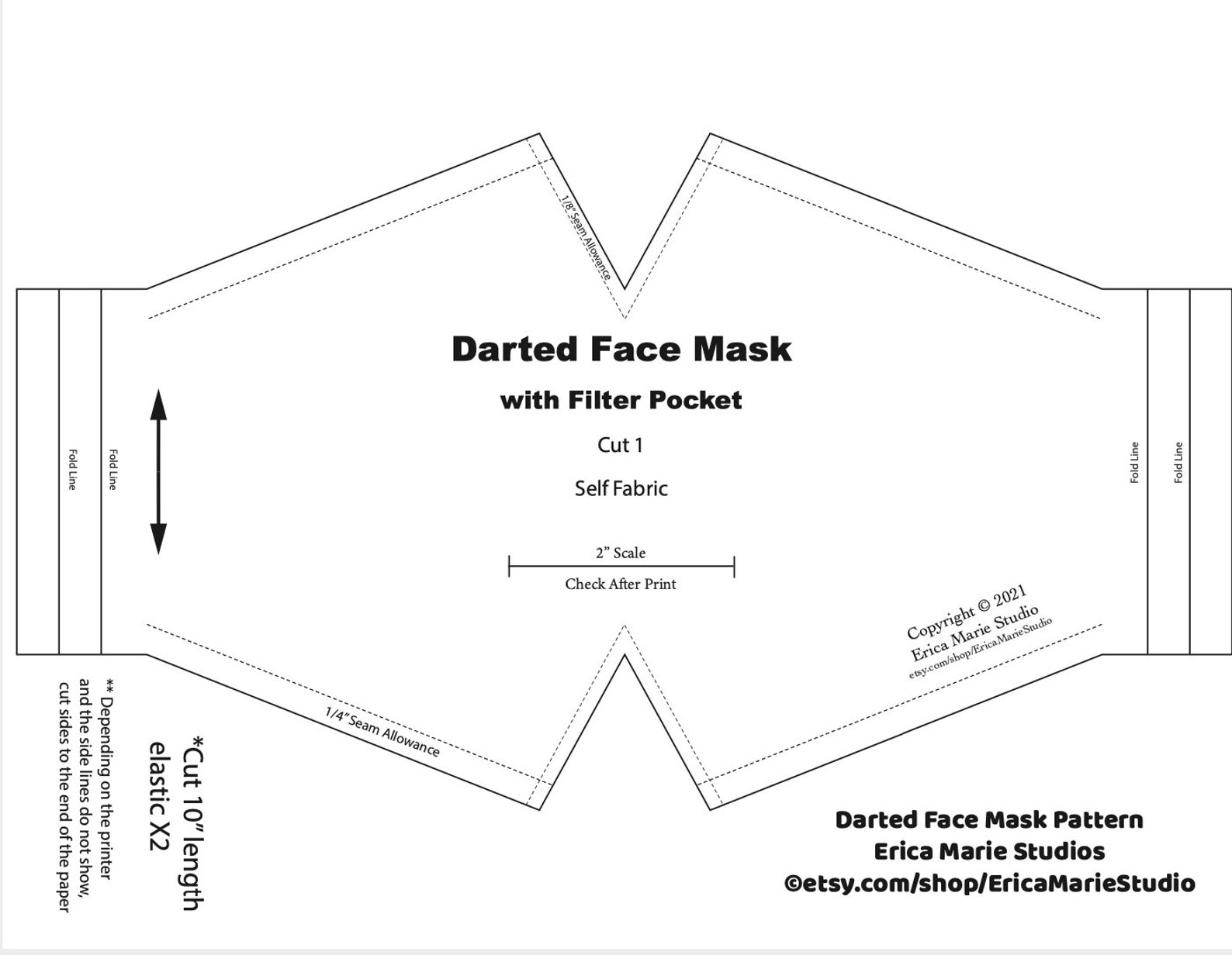 Darted Face Mask With Filter Pocket Pattern Downloadable - Etsy
