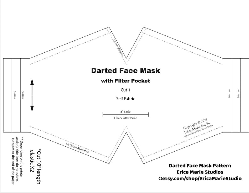 Darted Face Mask With Filter Pocket Pattern Downloadable - Etsy
