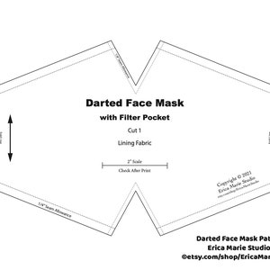 Darted Face Mask With Filter Pocket Pattern Downloadable - Etsy
