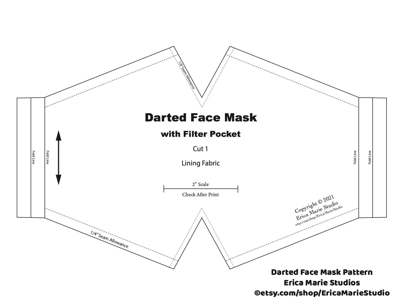 Darted Face Mask With Filter Pocket Pattern Downloadable - Etsy