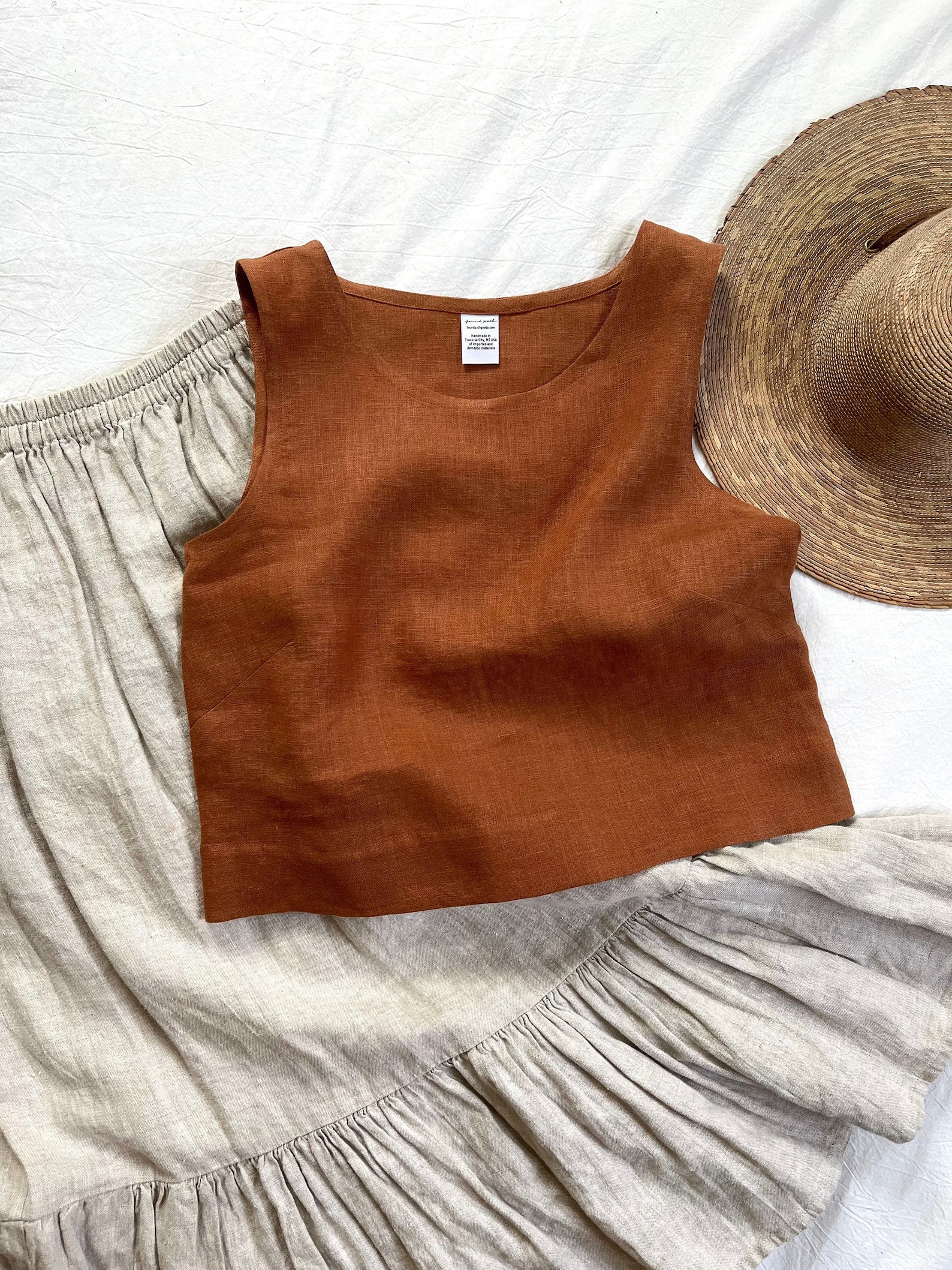 PIPER CROP - Linen Crop Tank Top Made to Order - Etsy