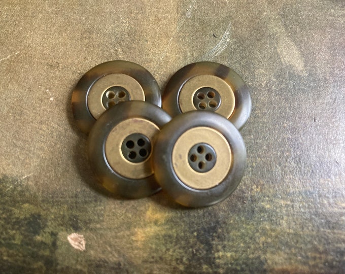 Tortoise Shell Lucite and Brass Buttons, 3/4" Inch, Set of 4 - 4 Hole ...