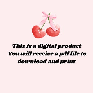 Cute Cherry Coquette Printable Calendar | Red Cherry Bow Printable ...